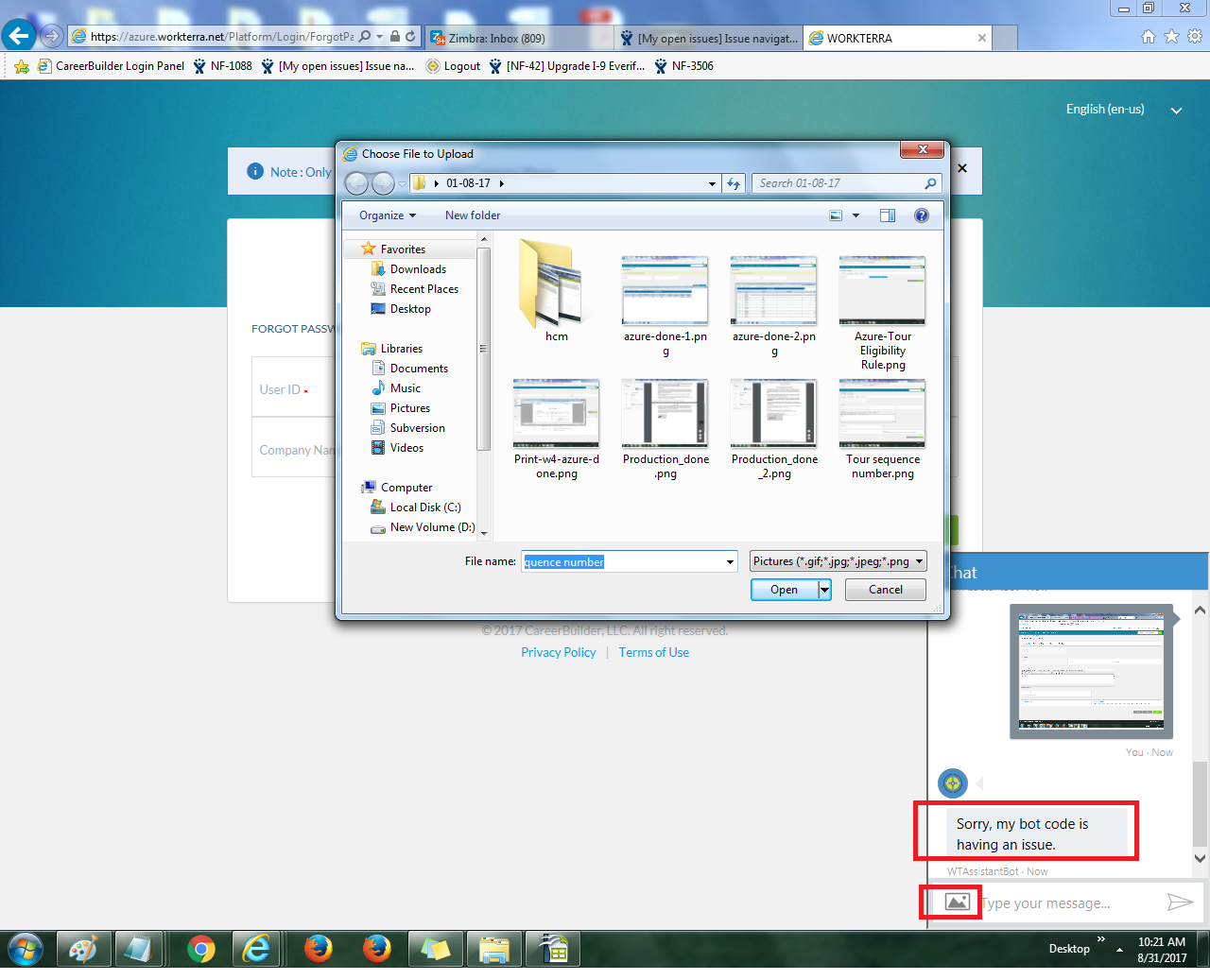 Nf 4317 Chatbot Azure Do Not Show Upload Image Option In Dialog Box Workterra Jira 7628